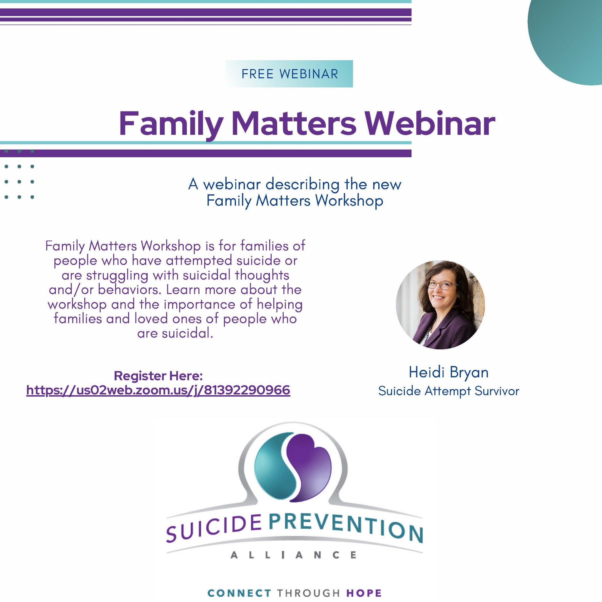 Suicide Prevention Alliance Webinar - "Family Matters" - Suicide ...